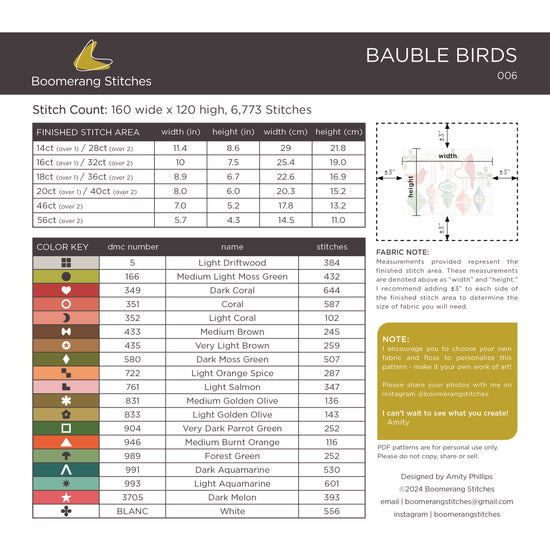 Bauble Birds – Boomerang Stitches